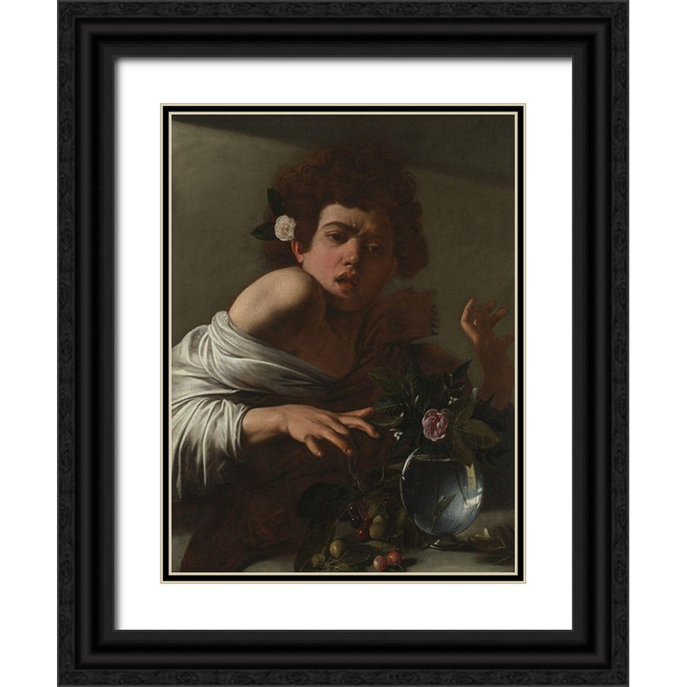 Caravaggio 12x14 Black Ornate Wood Framed with Double Matting Museum ...