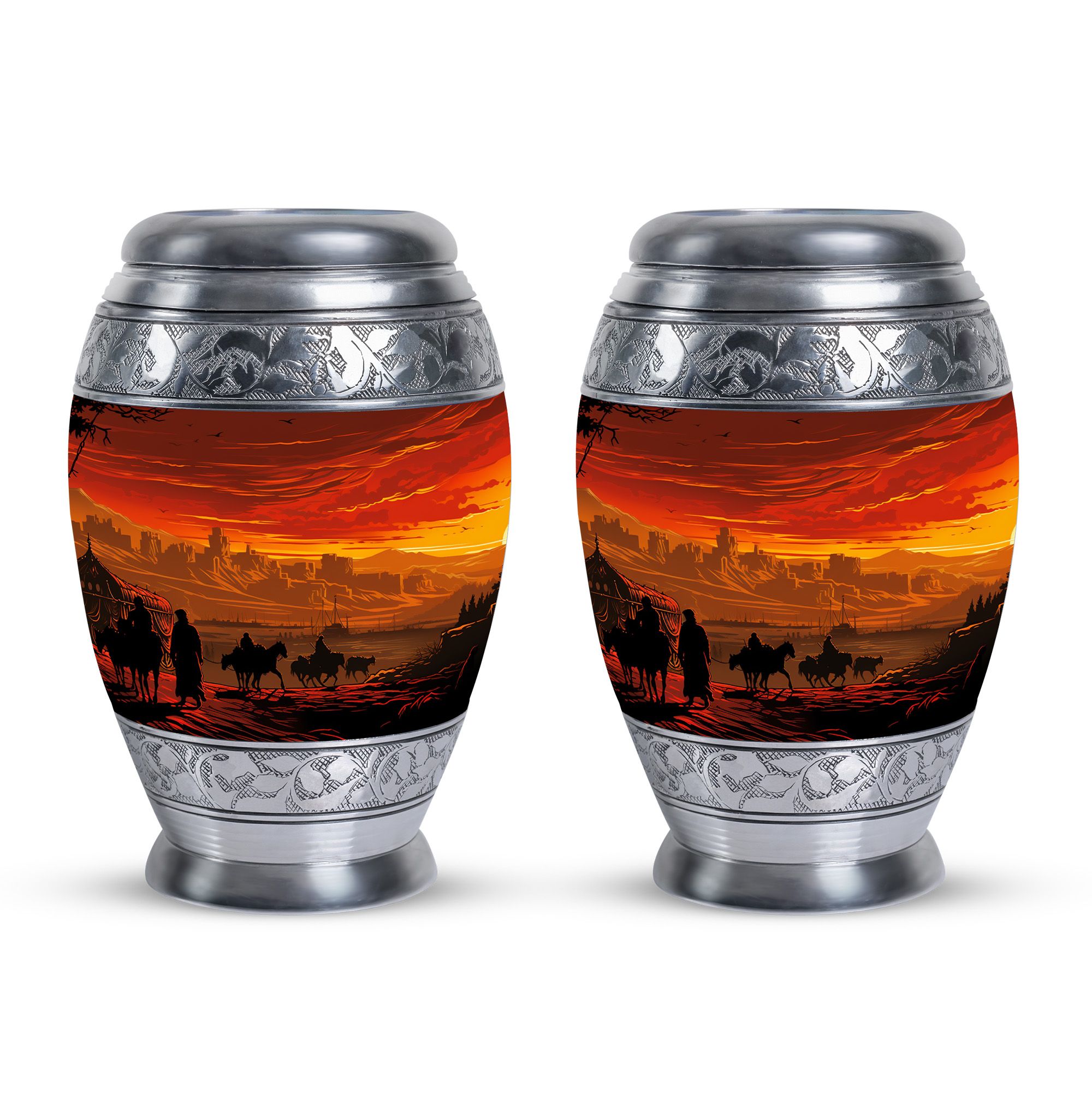 Caravan At Sunset Small Urns For Human Ashes, Urns For Men Ashes, Mini ...