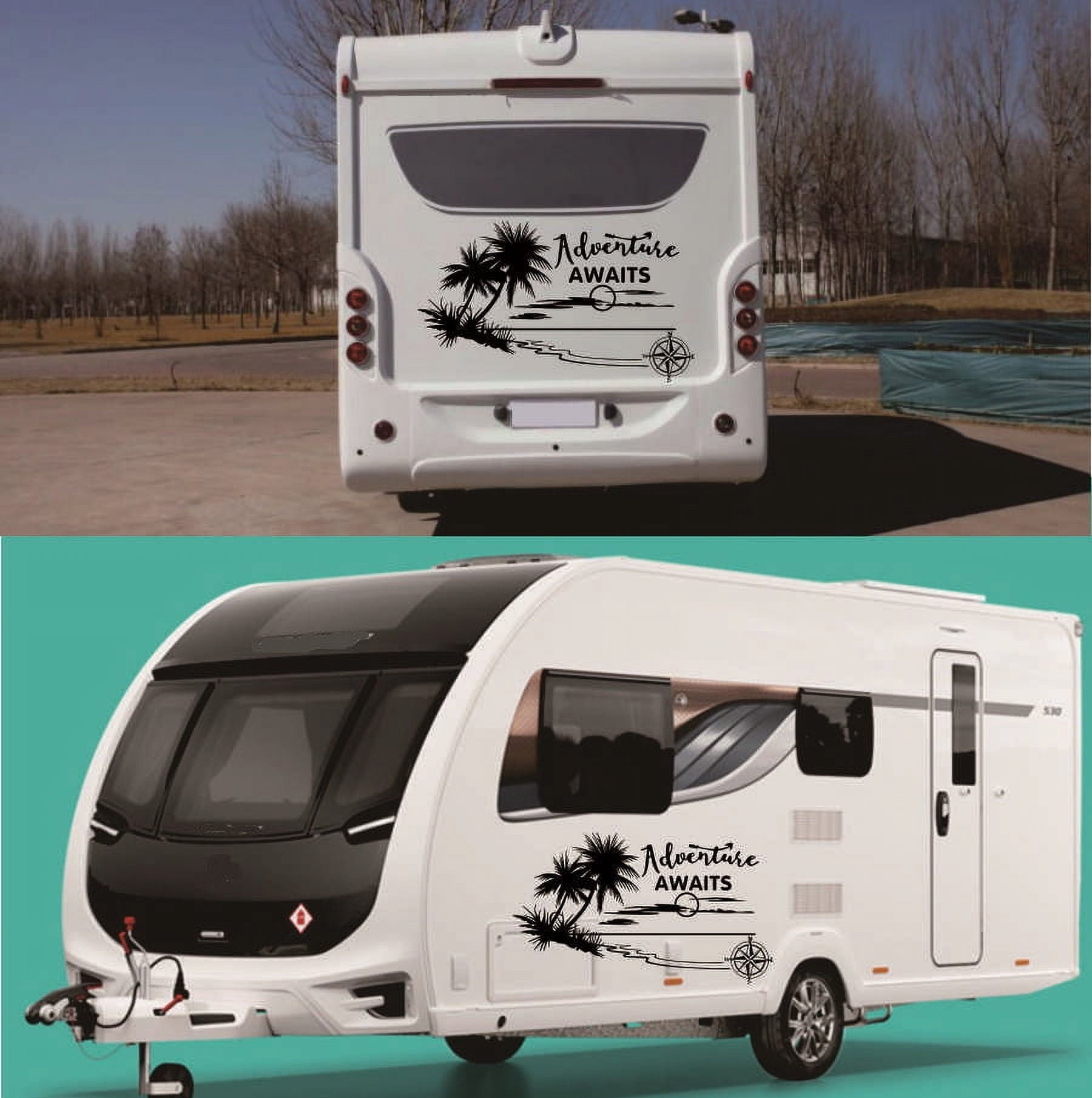 Caravan Camper Motorhome Body Stickers Coconut Tree Compass Graphic ...