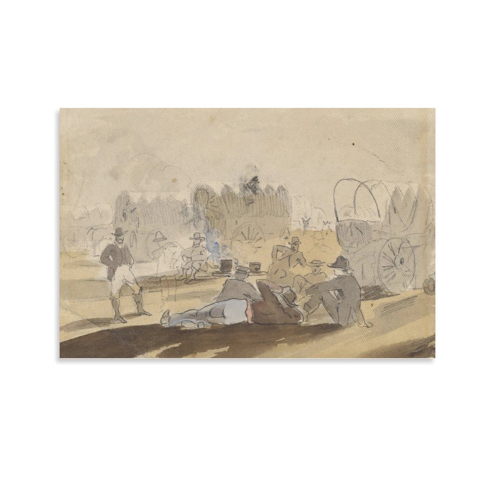 Caravan with Covered Wagons Resting Winslow Homer Print Photo Art ...