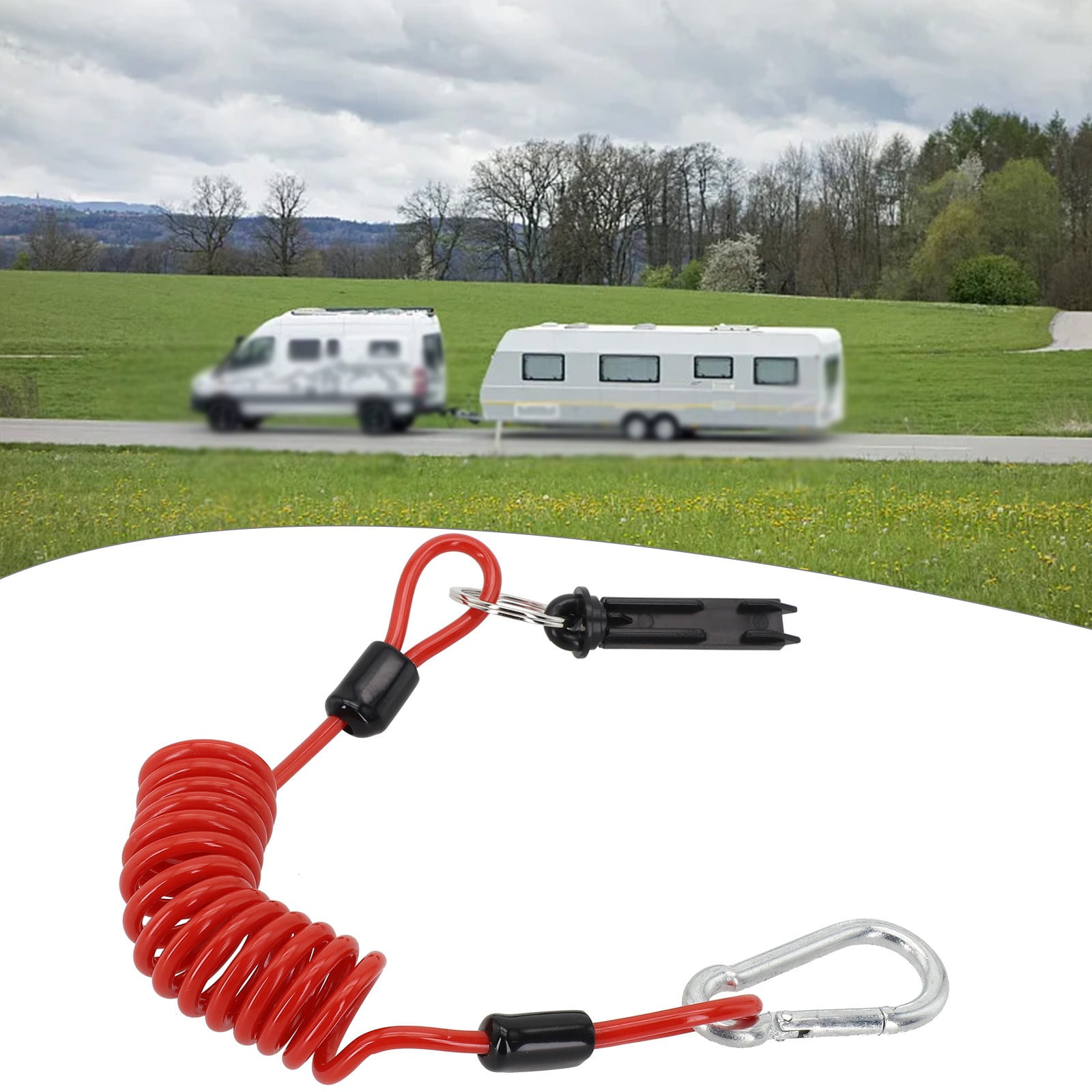 Caravan Rv Breakaway Cable Coiled Cable Pin Electric Switch Brake 4Inch ...