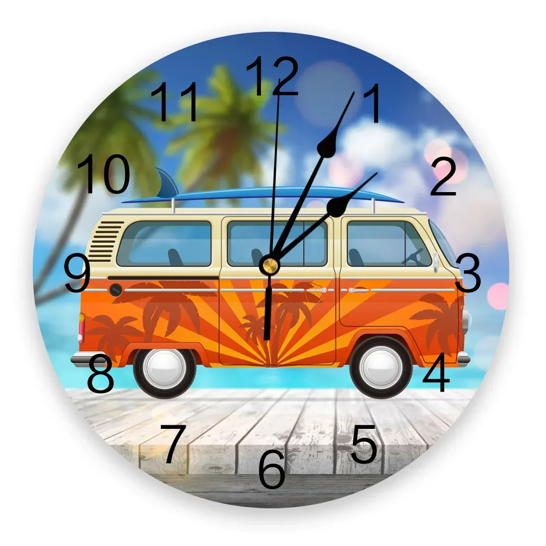 Caravan Sea Beach Chair Seagull Retro Wall Clocks Non Ticking Girl Boy ...