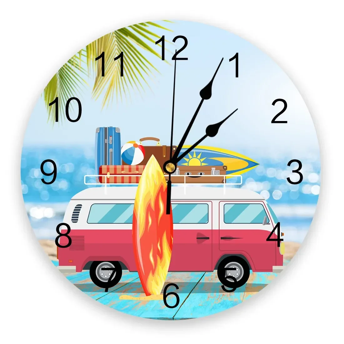 Caravan Sea Beach Chair Seagull Retro Wall Clocks Non Ticking Girl Boy ...