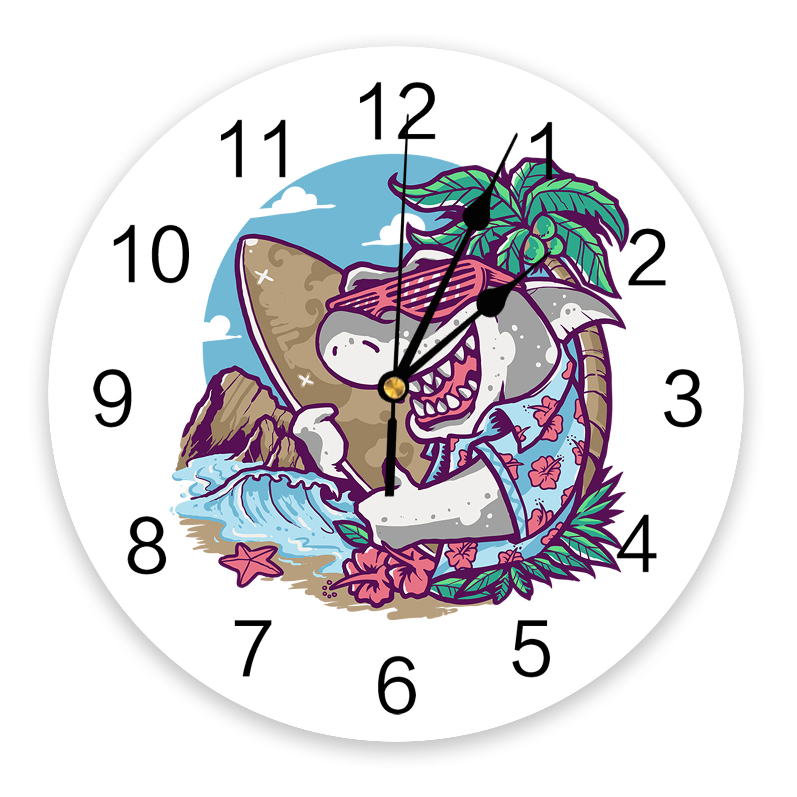 Caravan Sea Beach Chair Seagull Retro Wall Clocks Non Ticking Girl Boy ...