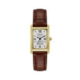 Caravelle Designed By Bulova Women's Classic Rectangular Brown Leather ...