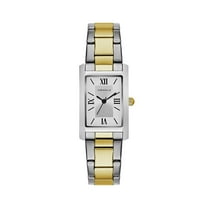 Caravelle Designed By Bulova Women's Classic Rectangular Black Leather ...