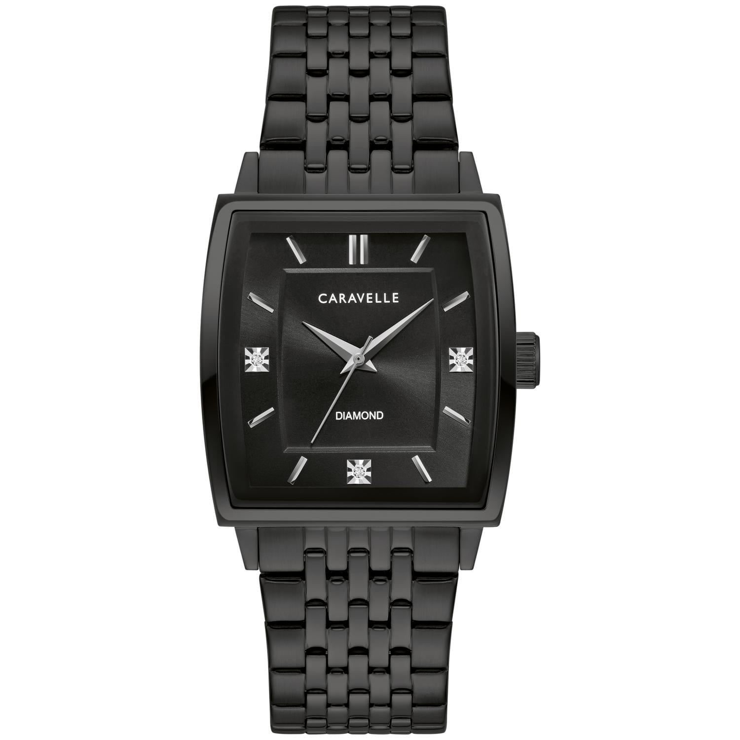 Caravelle by Bulova Men's Modern Diamond Black Stainless Steel Watch ...
