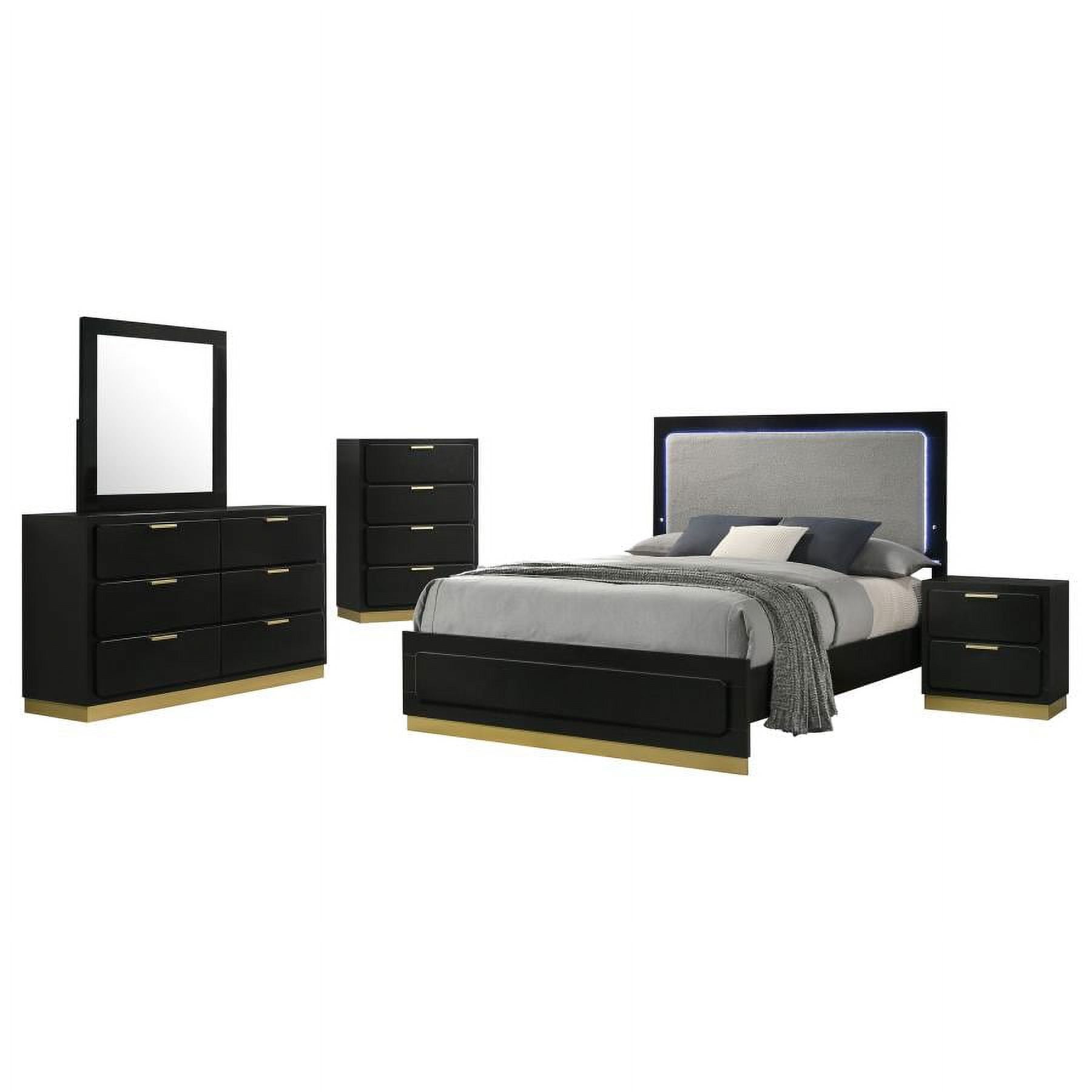 Caraway 5-piece Queen Bedroom Set LED Headboard Black/Grey - Walmart.com