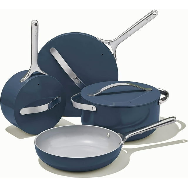 Caraway 12 Piece Non-Toxic Ceramic Cookware Set for Kitchen, Navy ...