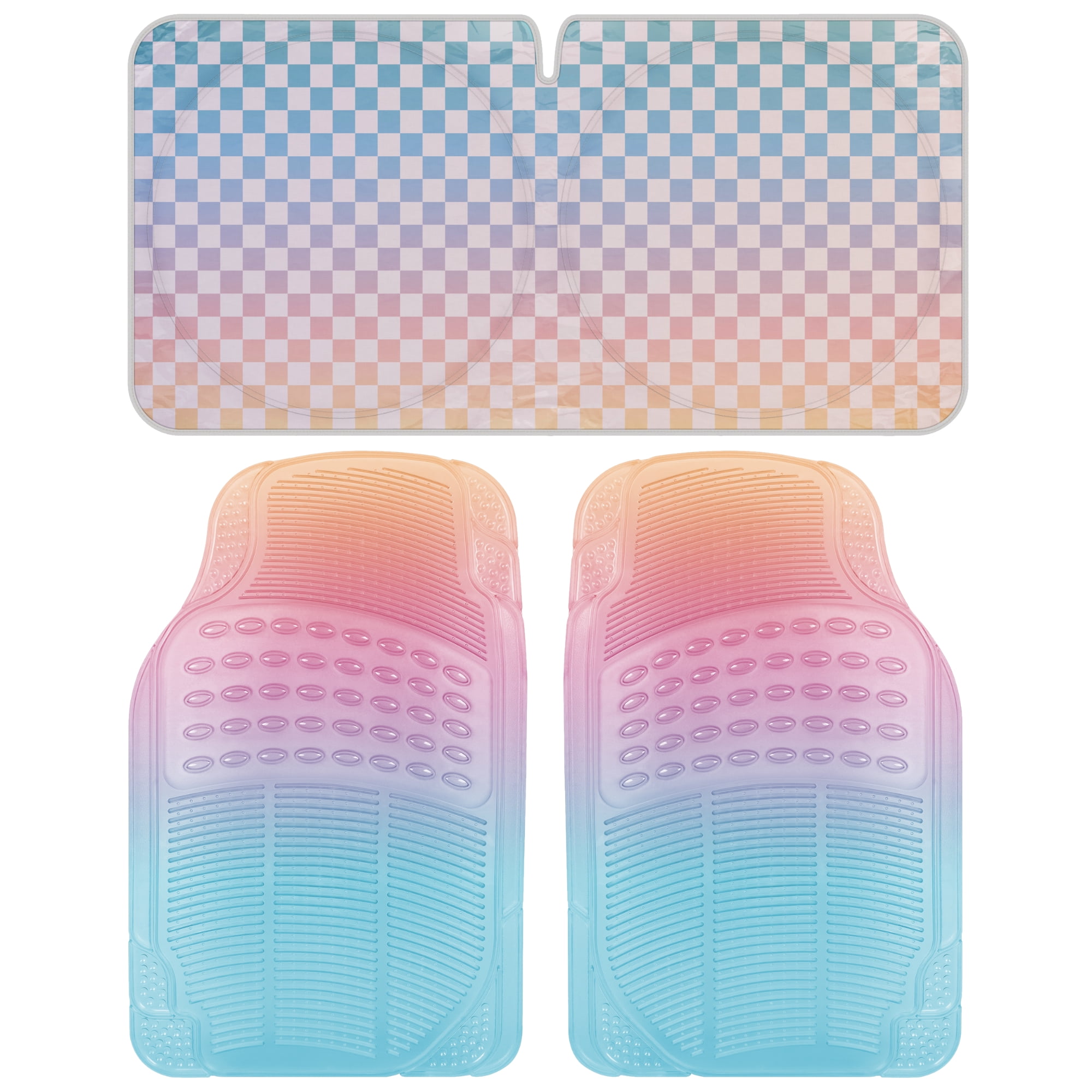 Carbella Auto Sun Shade AND 2PC Car Floor Mats Sunset Translucent ...