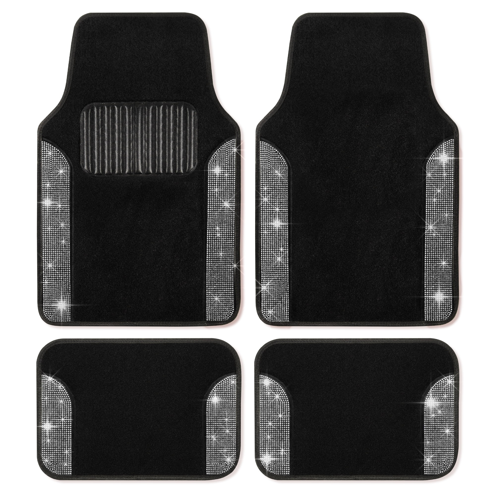 Carbella Diamond Bling Car Mats 4-Piece Set, Shiny Rhinestone Crystal ...