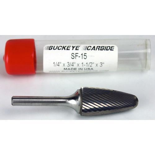 Carbide Burr (SF-15) Round Nose Tree - Single Cut - 1/4 x 3/4 x 1 1/2 x ...