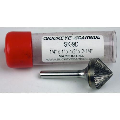 Carbide Burr (SK-9D) 90° Included Angle - Double Cut - 1/4 x 1 x 1/2 x ...