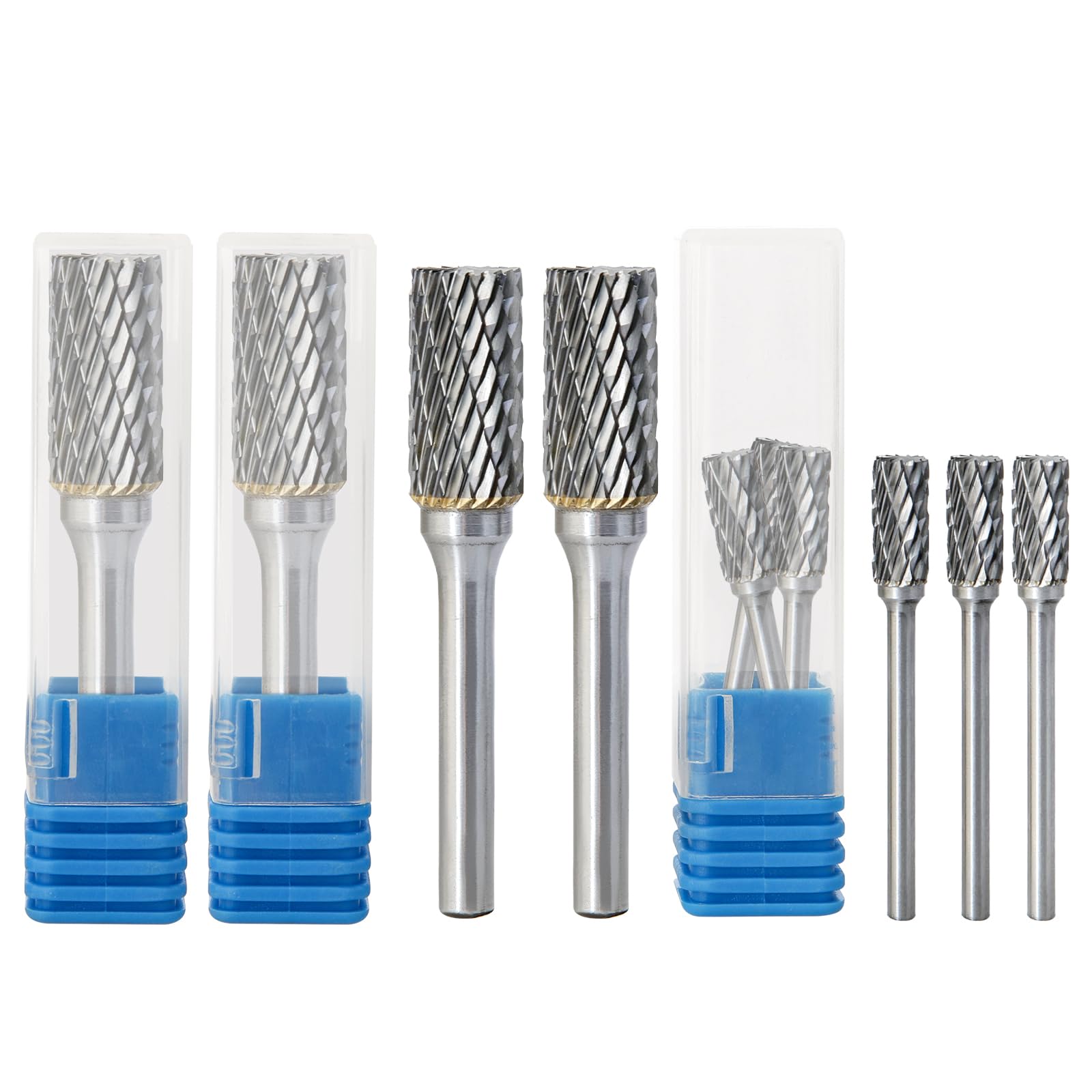 TSV 10pcs Carbide Burrs Fit for Dremel, 1/8" Shank Double Cut Tungsten ...