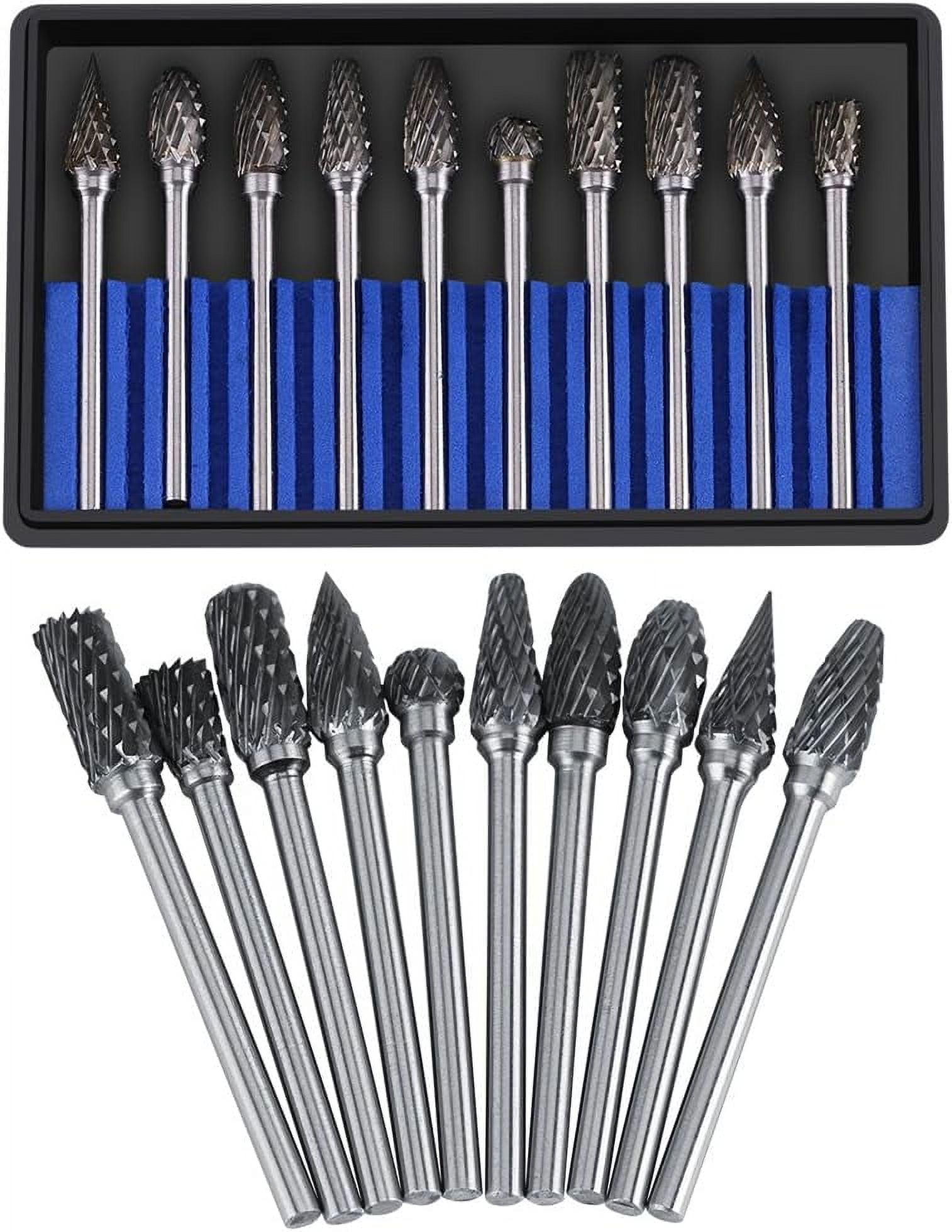 Carbide Burr Set, 10 Pcs Double Cut Design for High Speed Rotary Tool ...