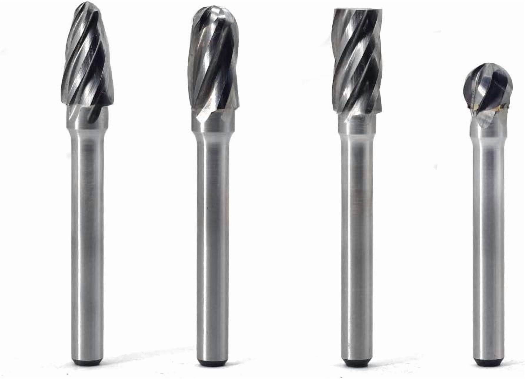 Carbide Burrs Set 4 count 1/4 Inch Shank Diameter Rotary Files Single ...