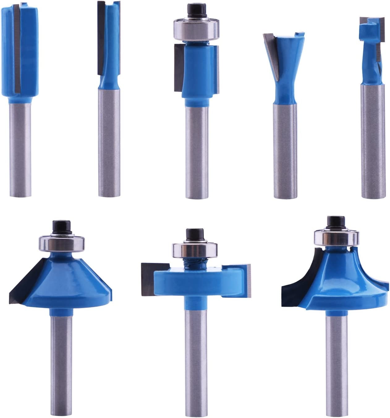 Carbide Tipped Router Bits (8 PCS) with 1/4" Shank, Wood Milling Saw ...