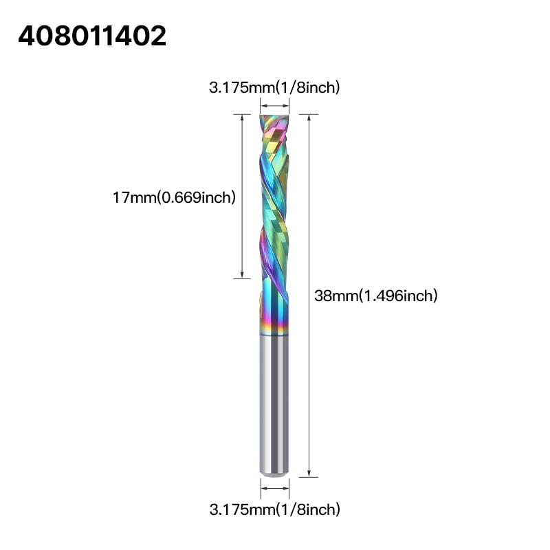 Carbide Two Flute Spiral Compression Router Bits 3.175mm Shank for Wood ...