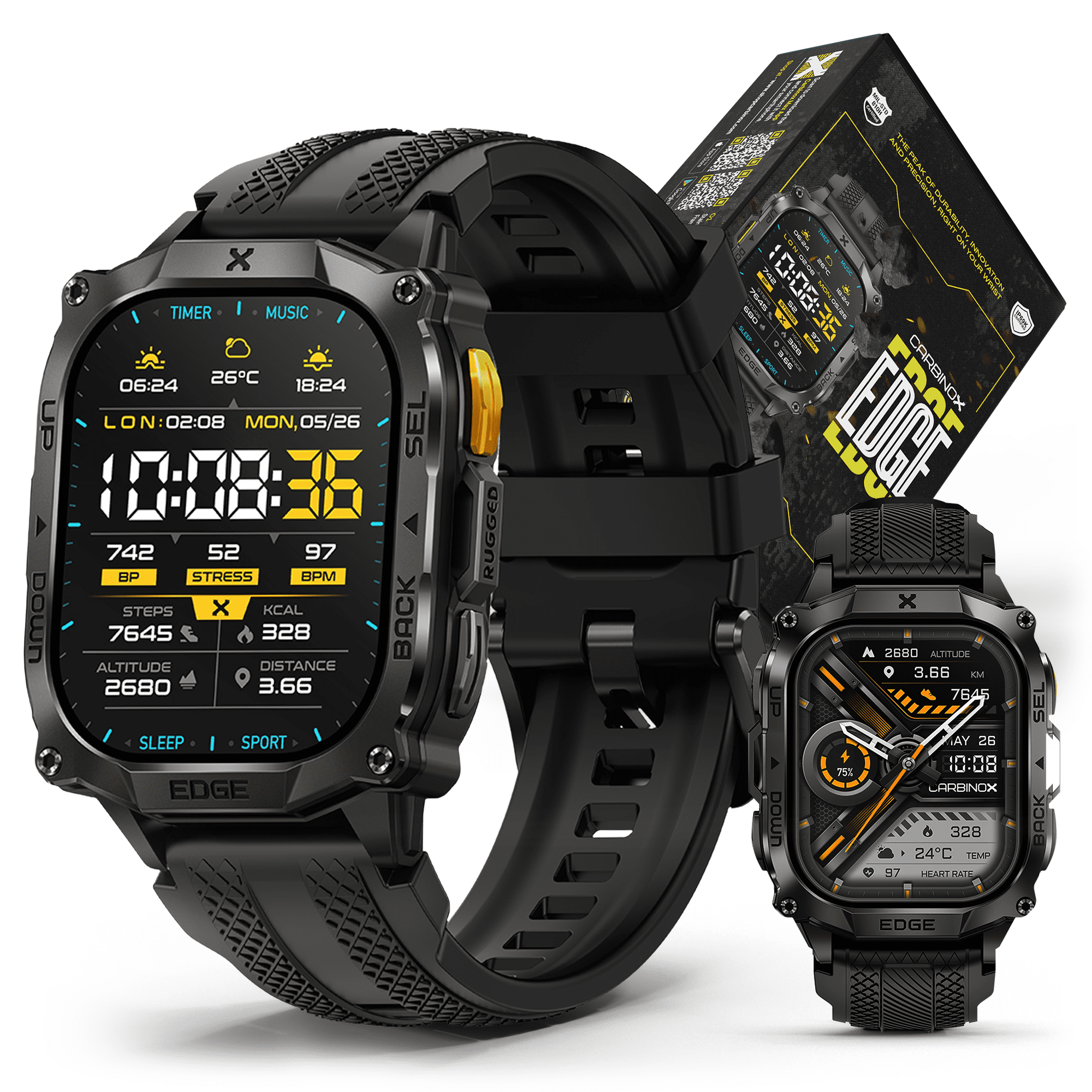 Carbinox Edge Smart Watch Rugged, 1.96″ AMOLED, Stainless Steel, IP69K ...