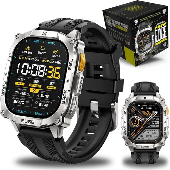 Carbinox Edge Smart Watch Rugged, 1.96″ AMOLED, Stainless Steel, IP69K ...