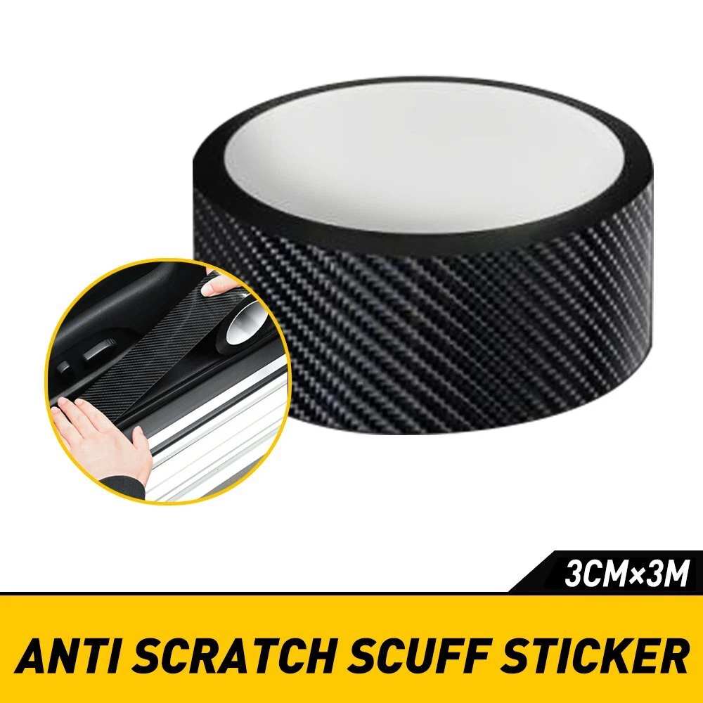 Carbon Accessories Fiber Car Vinyl Door Sill Scuff Cover Plate Sticker ...