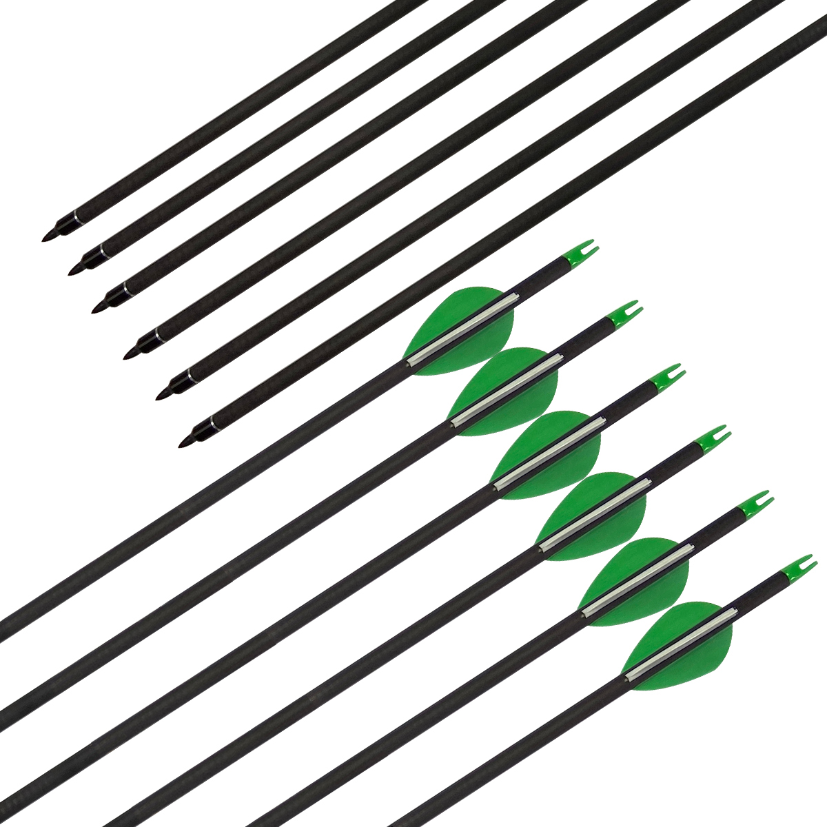 "Carbon Hunting Arrows - 12 Pcs, Aluminium Seat, 26""L with 2"" Profile ...