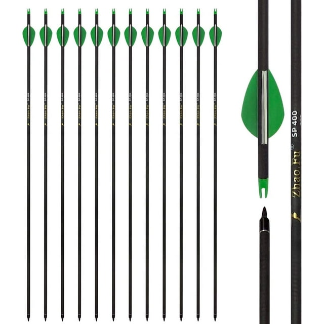 Zhao.Fu 29 inch Carbon Arrow 12-Pack, Spine 400, for 30-65lb Bows ...