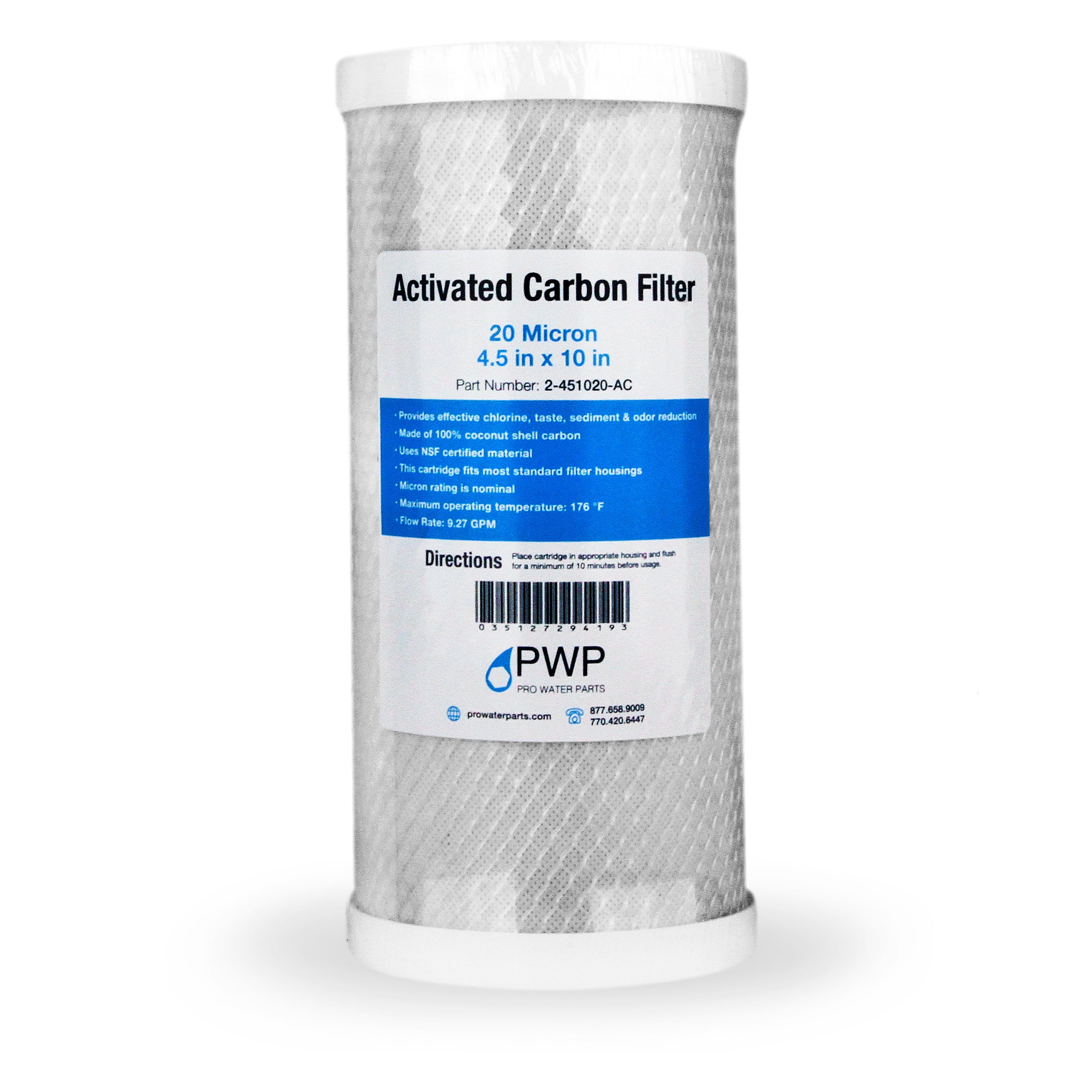 Carbon Block Water Filter Whole House RO CTO 4.5 x 10 In 20 Micron ...