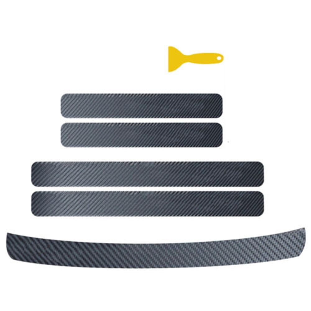 Carbon Car Door Sill Scuff Plate Cover Rear Bumper Guard Trim Strip ...