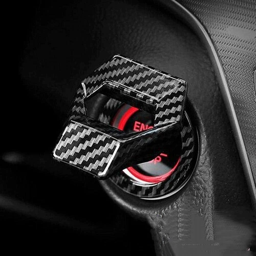 Carbon Car Fiber Engine Start Stop Push Button Switch Cover Trim ...