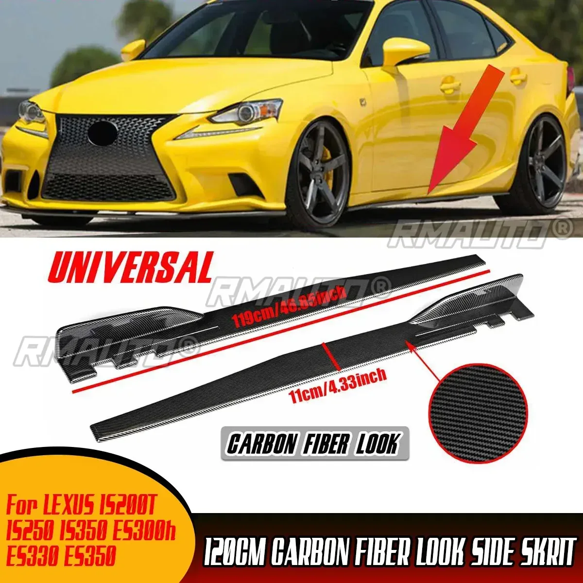 Carbon Car Side Skirts Winglet Extensions Rocker Panel Splitters Lips ...
