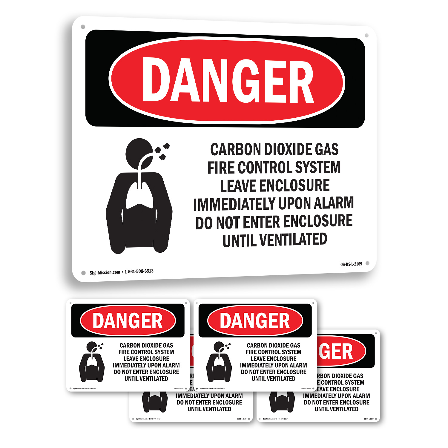 Carbon Dioxide Gas Fire OSHA Danger Aluminum Sign 18 Inch x 12 Inch - 5 ...