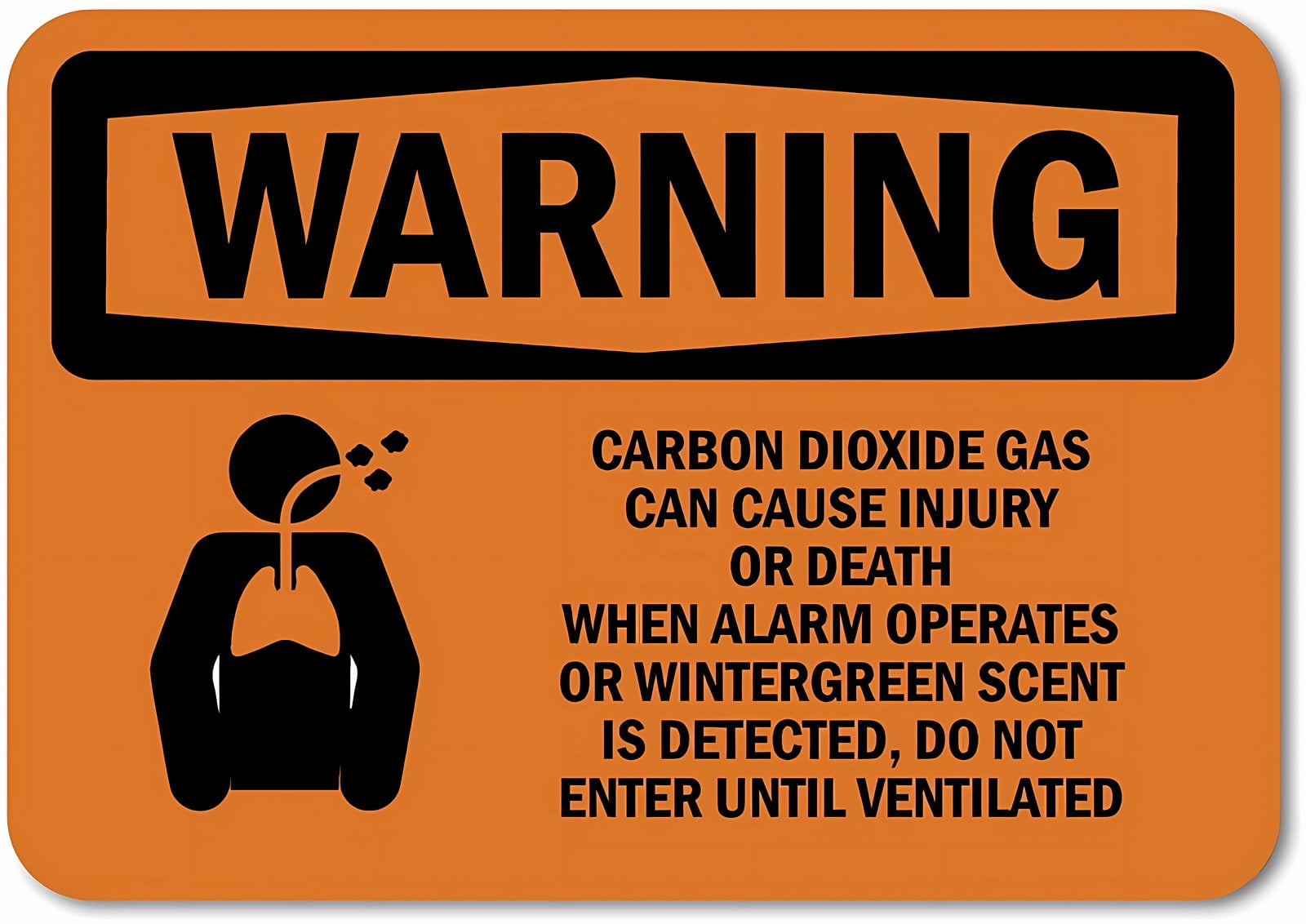 Carbon Dioxide Gas Warning Metal Tin Sign 12 x 8 Inches - Durable Wall ...