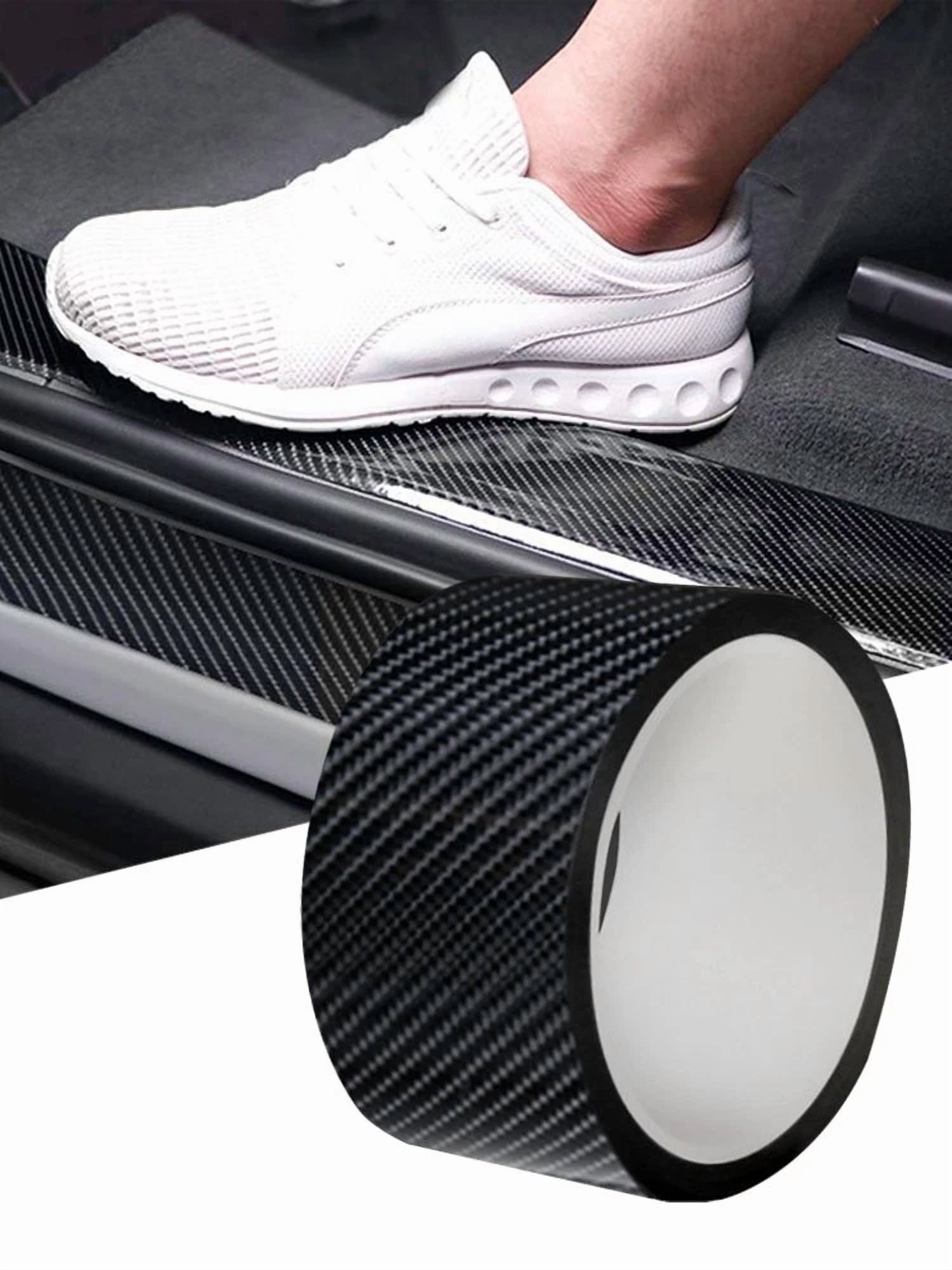 Carbon Fiber Accessories Car Vinyl Door Sill Scuff Cover Plate Sticker ...