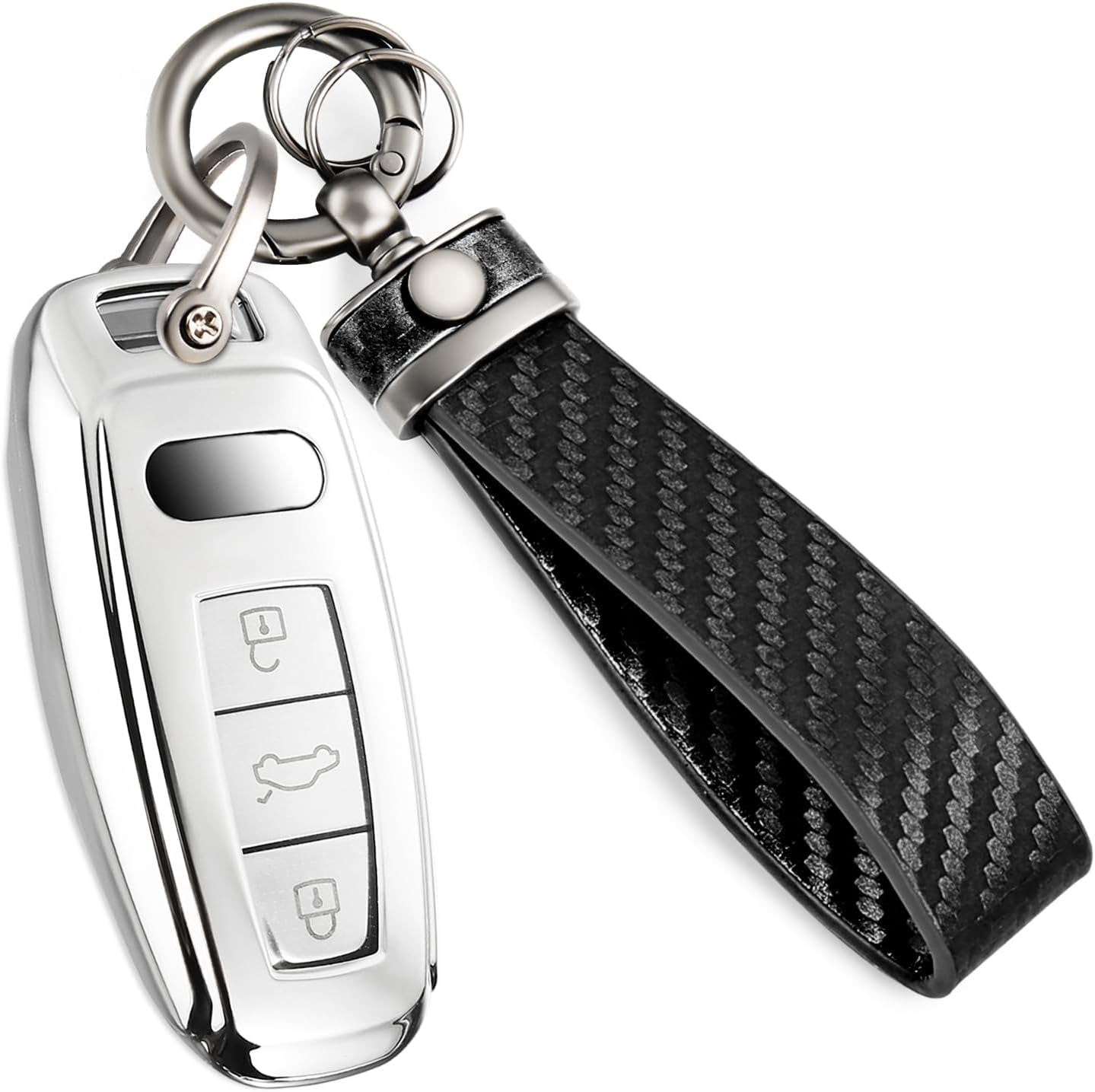 Carbon Fiber Belt Keychain with Soft TPU Key Case Holder Protector for ...