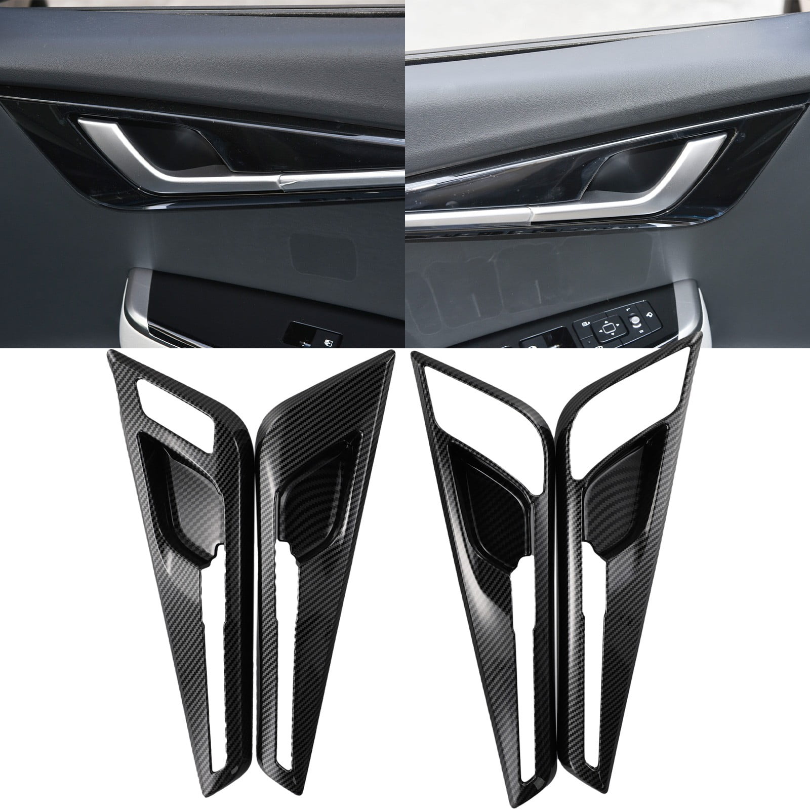 Carbon Fiber Black Car Inner Door Handle Bowl Cover Trim for Kia Ev6 ...