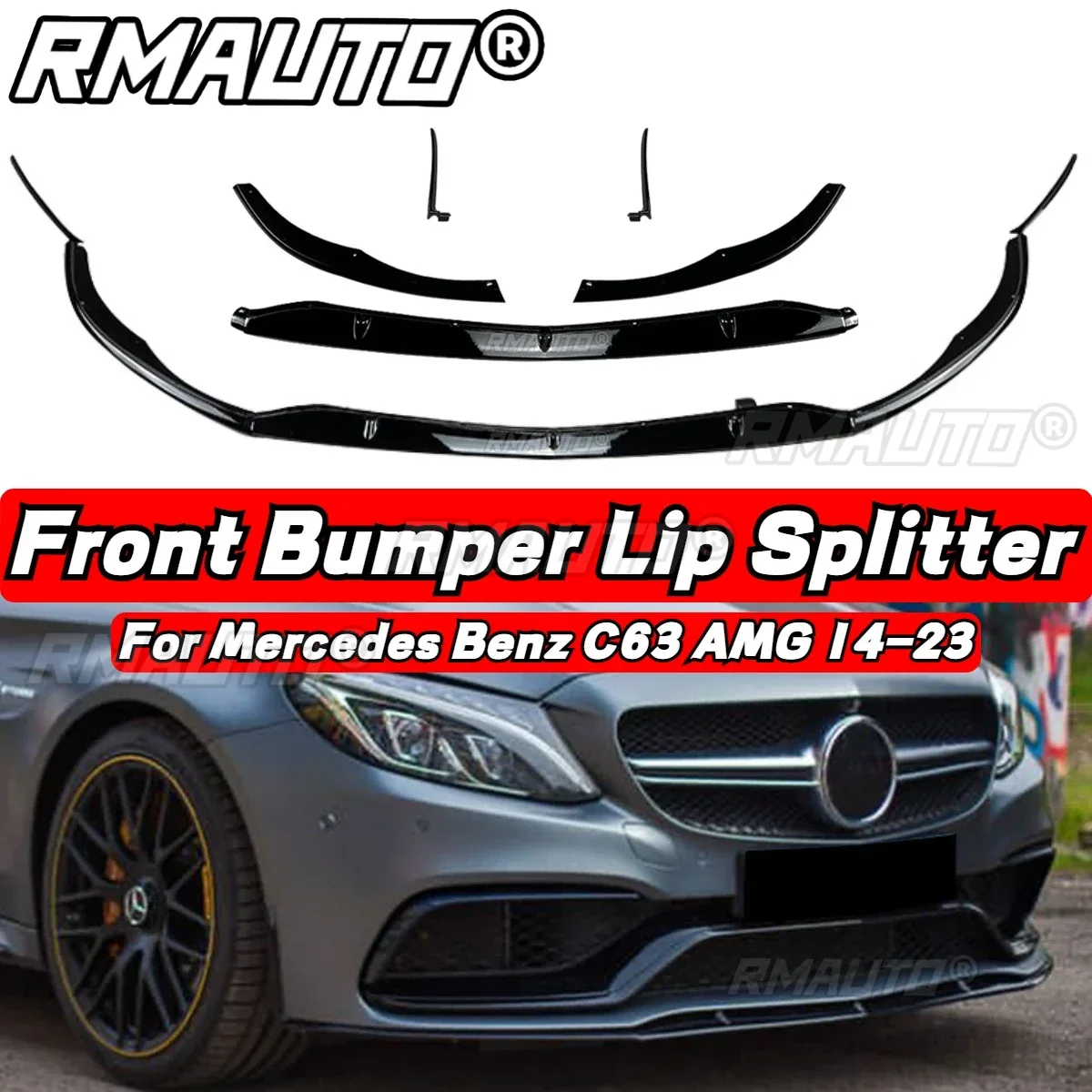 Carbon Fiber C63 AMG Front Lip Edition 1 Style Bumper Splitter Spoiler ...