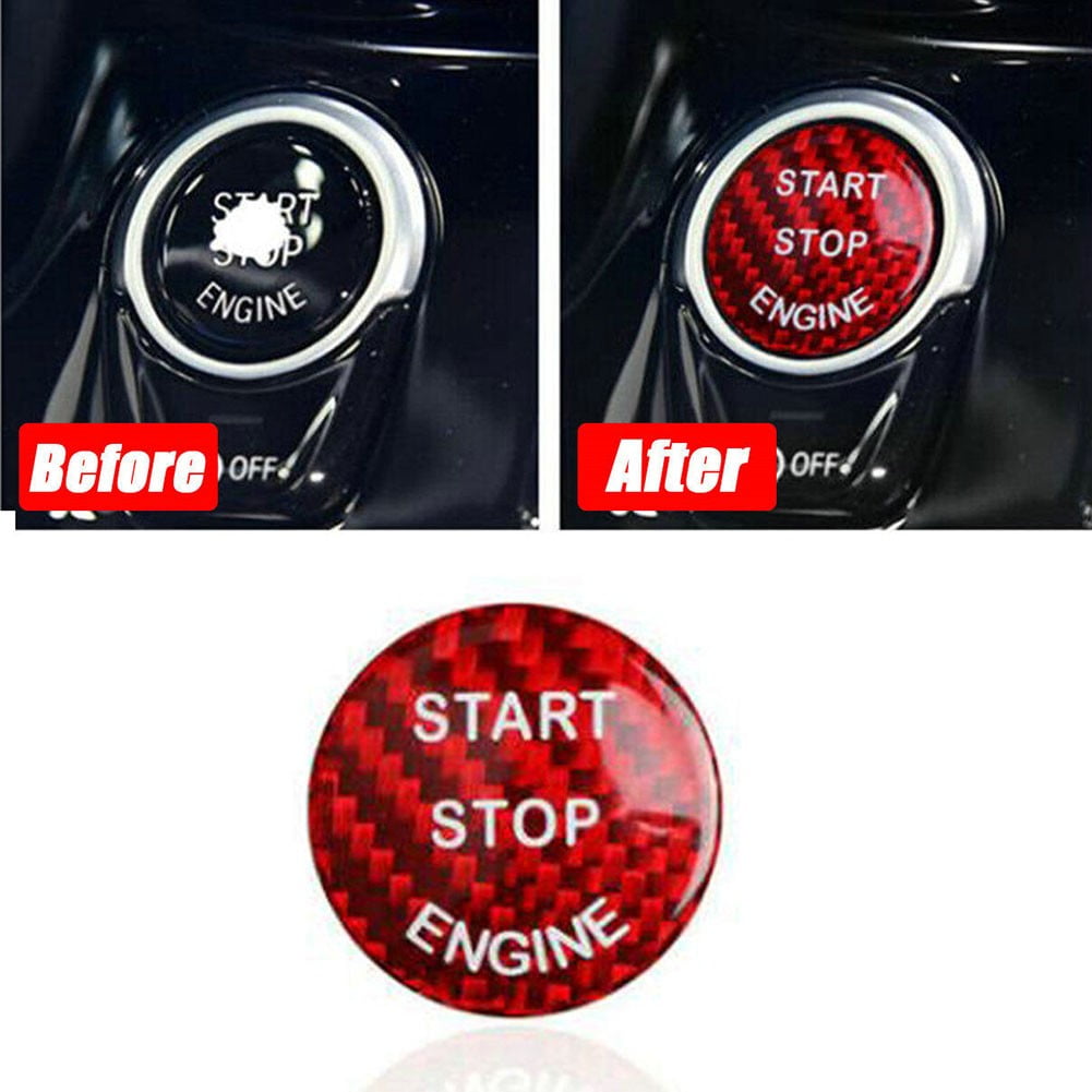Carbon Fiber Car Cap Sticker For Bmw Keyless Start Stop Button 1 2 3 4 ...