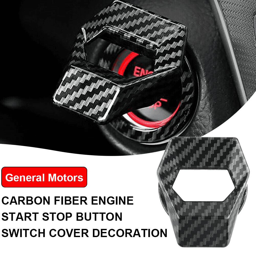 Carbon Fiber Car Engine Start Stop Push Button Switch Cover Trim ...