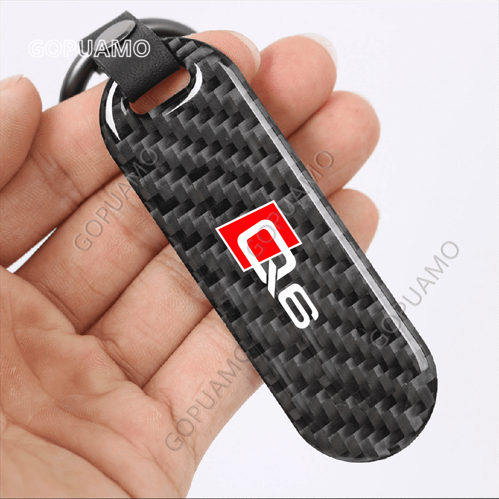 Carbon Fiber Car Keychain Holder Keyring High-Grade For Audi Q6 Car Key ...