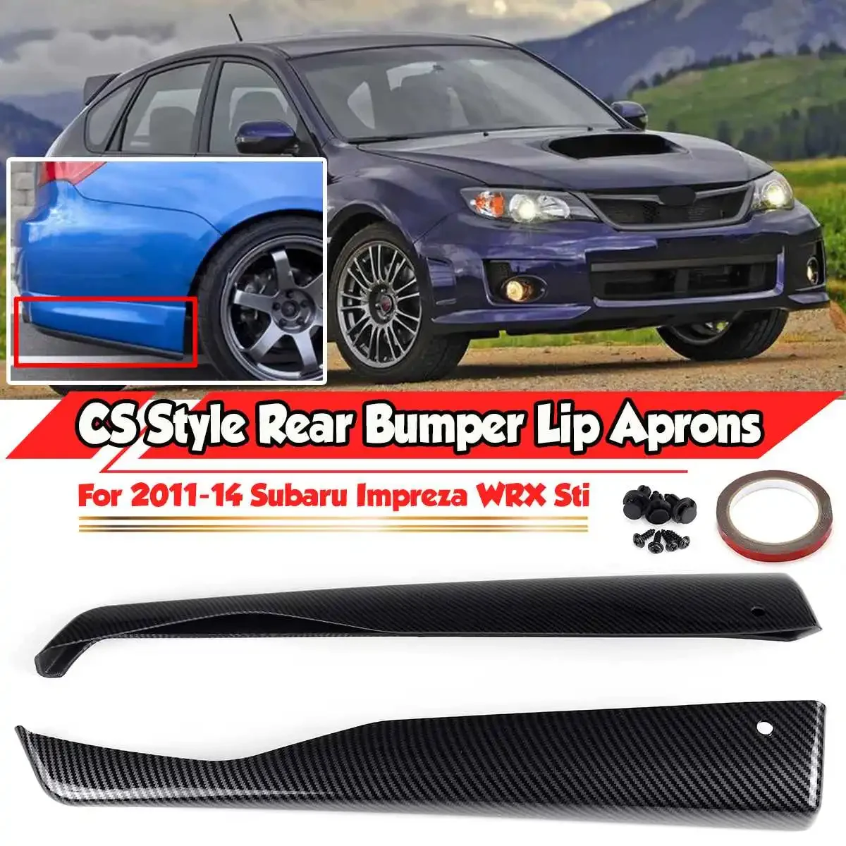 Carbon Fiber Car Side Rear Bumper Lip Diffuser Splitter Wrap Spoiler ...