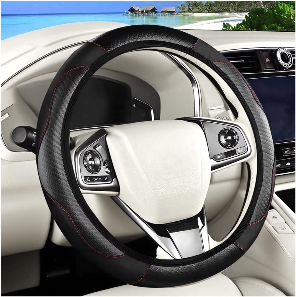 Carbon Fiber Car Steering Wheel Cover, 14.5-15 Inch Elastic Stretch ...