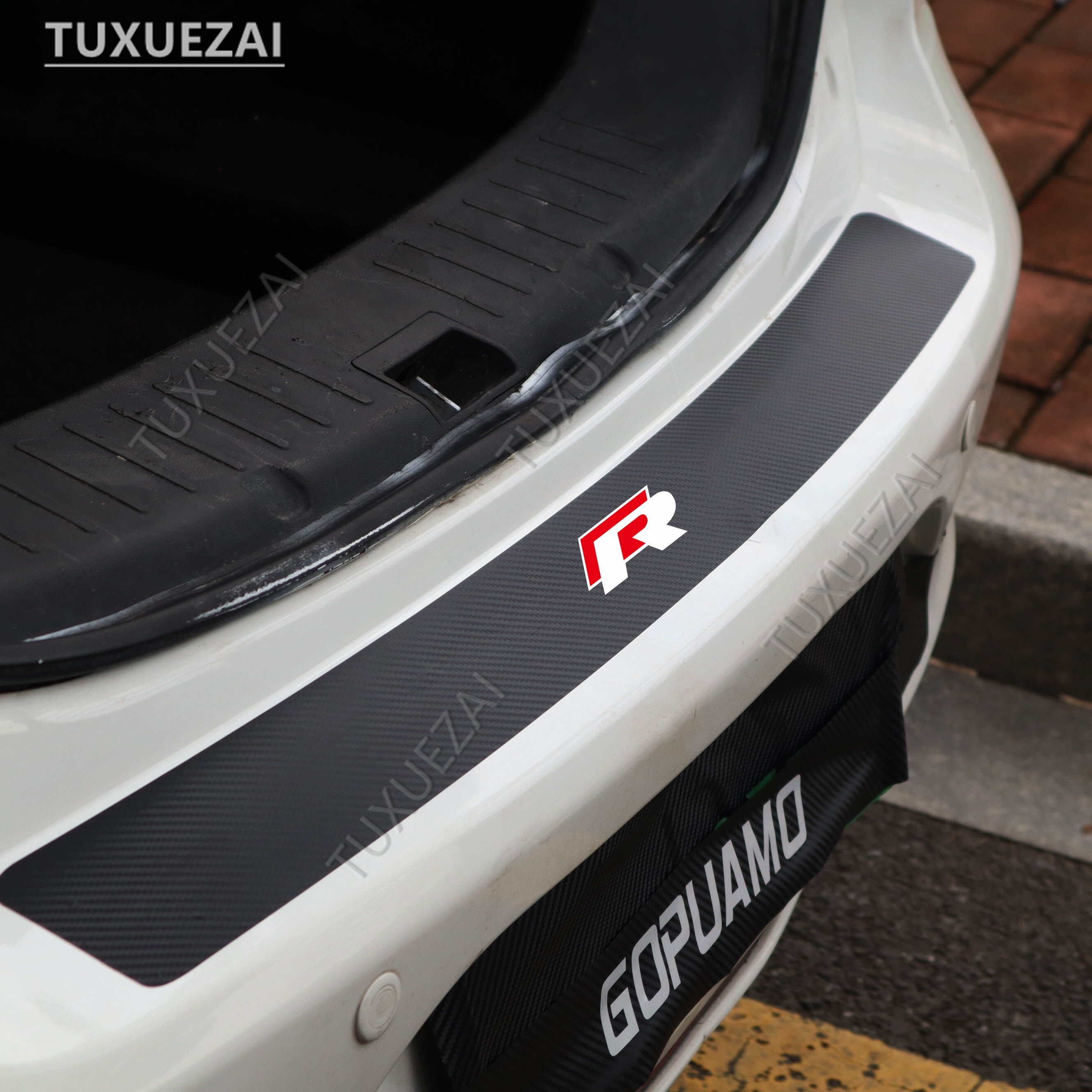 Carbon Fiber Car Trunk Threshold Protective Sticker Car Door Sill ...