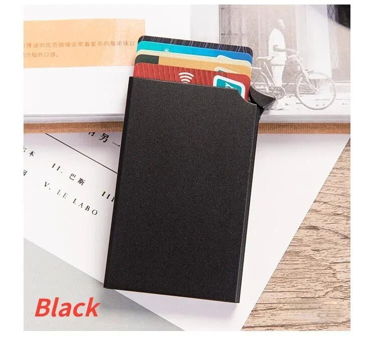 Carbon Fiber Card Holder Wallets for Men RFID Portable Trifold PU Slim ...