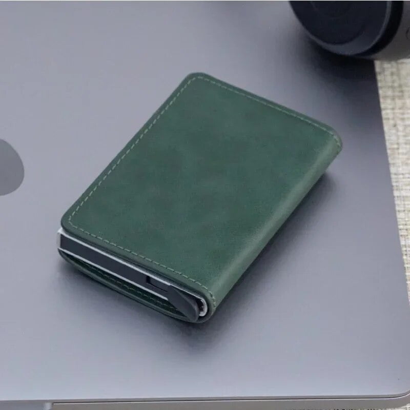 Carbon Fiber Card Holder Wallets for Men RFID Portable Trifold PU Slim ...