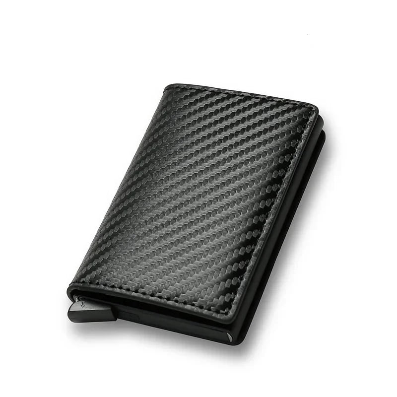 Carbon Fiber Card Holder Wallets for Men RFID Portable Trifold PU Slim ...