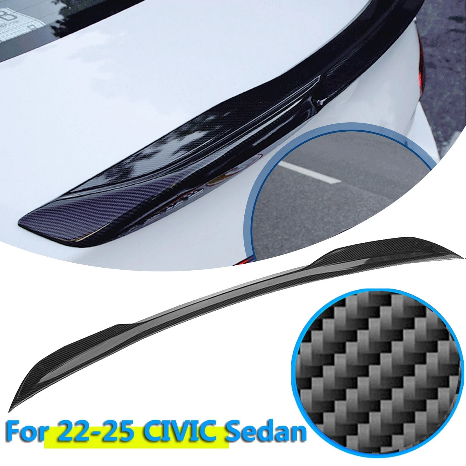 Carbon Fiber Color Spoiler For 2022-2025 Honda Civic Sedan SI Style ...