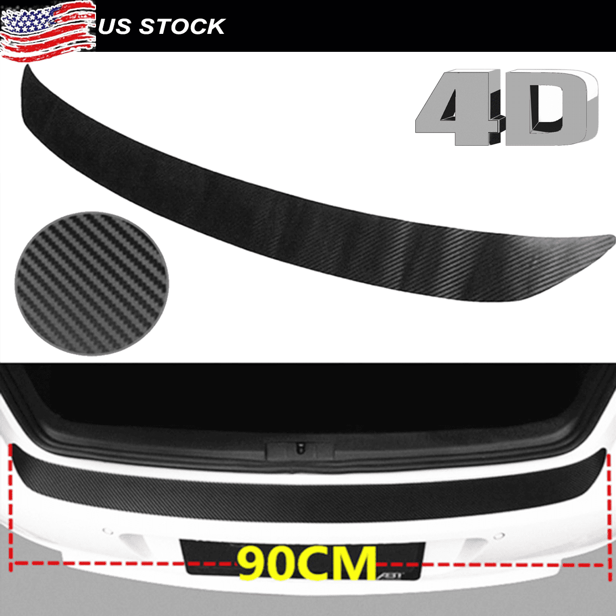 Carbon Fiber Cover Car SUV Rear Bumper Sill Protector Plate Guard ...