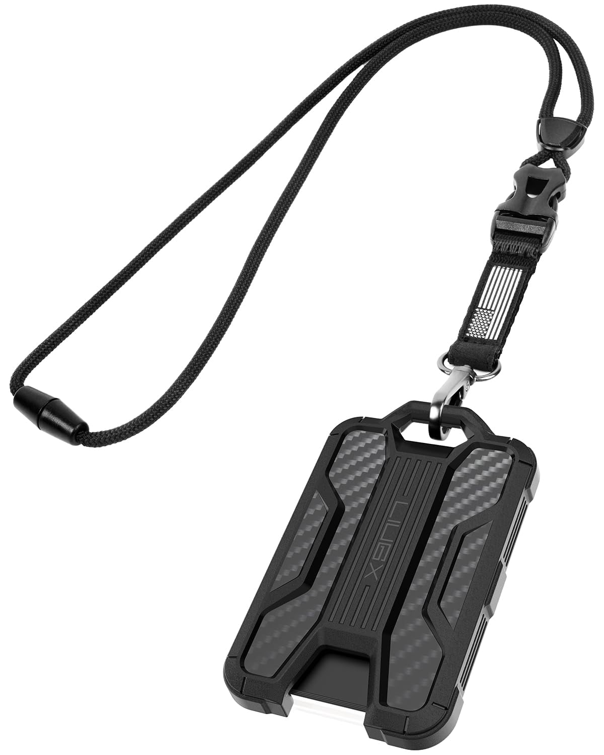 Carbon Fiber Design ID Badge Holder with Breakaway Neck Strap, Heavy ...
