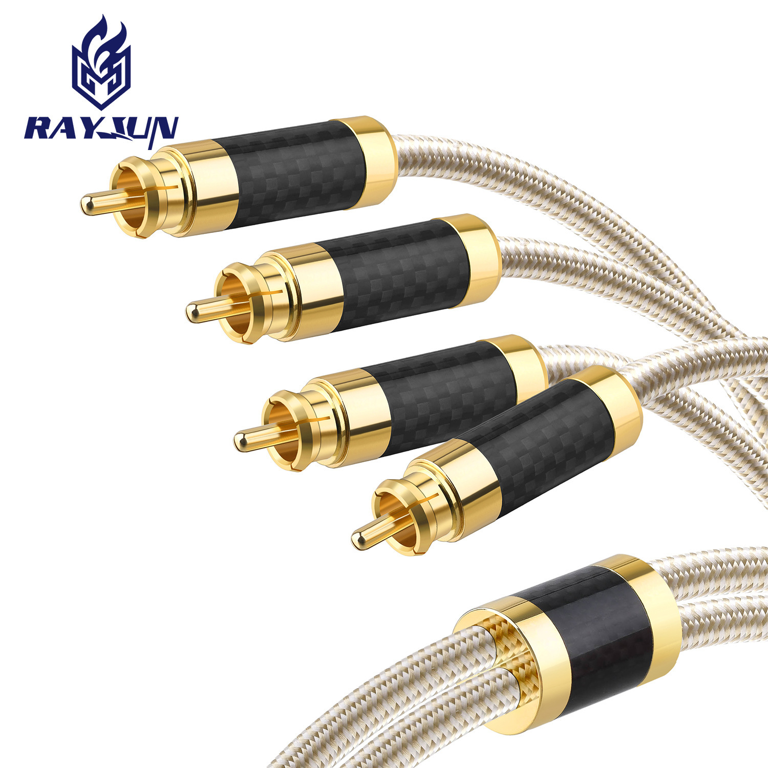Carbon Fiber Dual RCA Audio Cable, Gold-Plated Connectors for DVD ...
